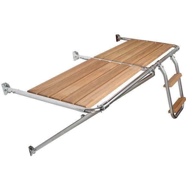Stige til platform rustfrif med teak